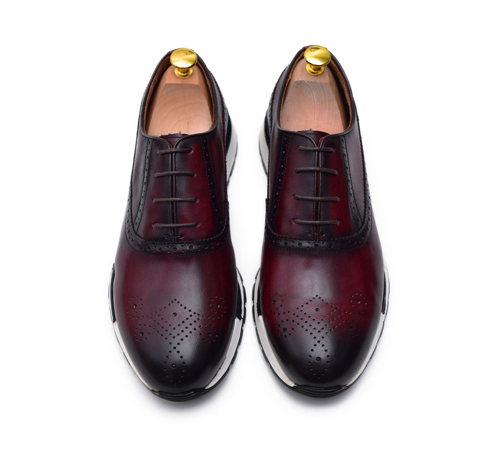 Men's Burgundy Oxford Sneakers - Barismil