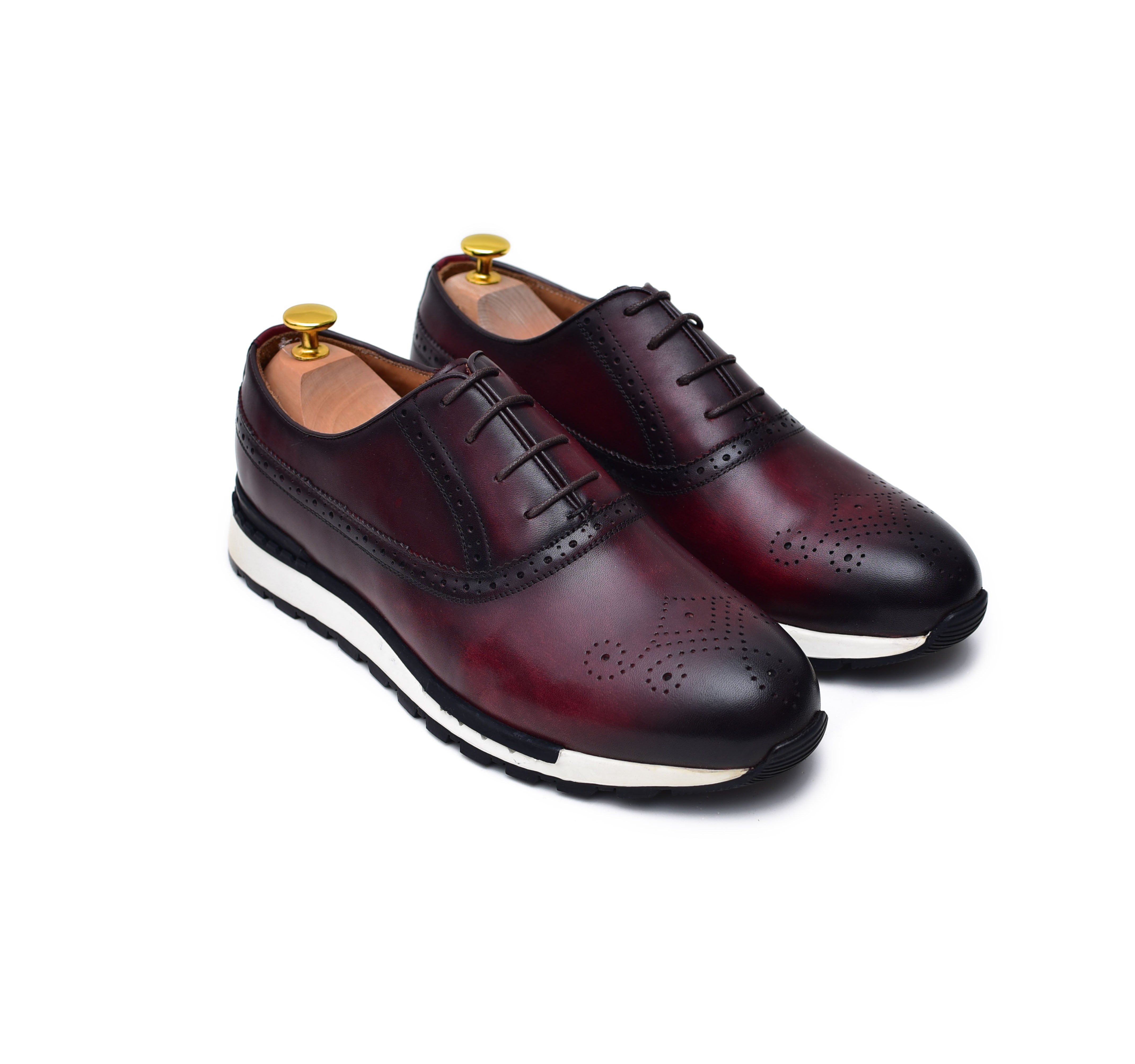 Men's Burgundy Oxford Sneakers - Barismil