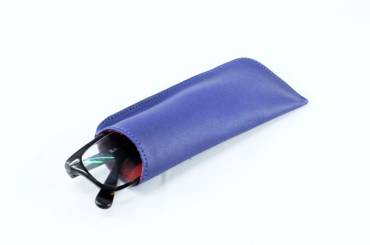 Leather Glasses Case Leather Eyeglass Protection blue leather glasses ...